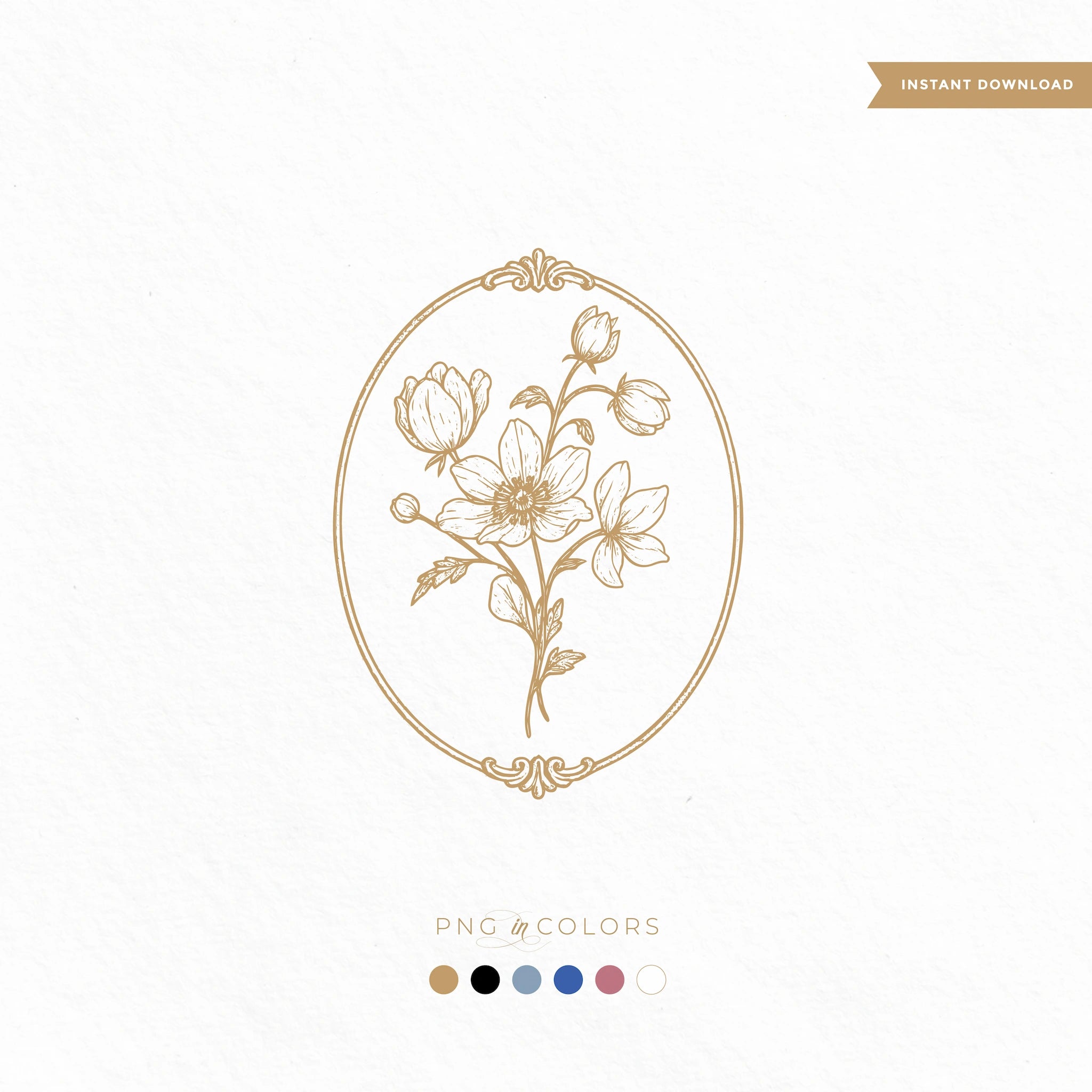 Elegant Floral Oval Crest SVG – LinvitInstant