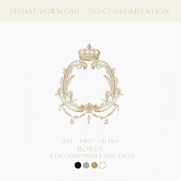 Regal Wedding Logo Monogram SVG | Luxury Crown & Jewel Crest ...