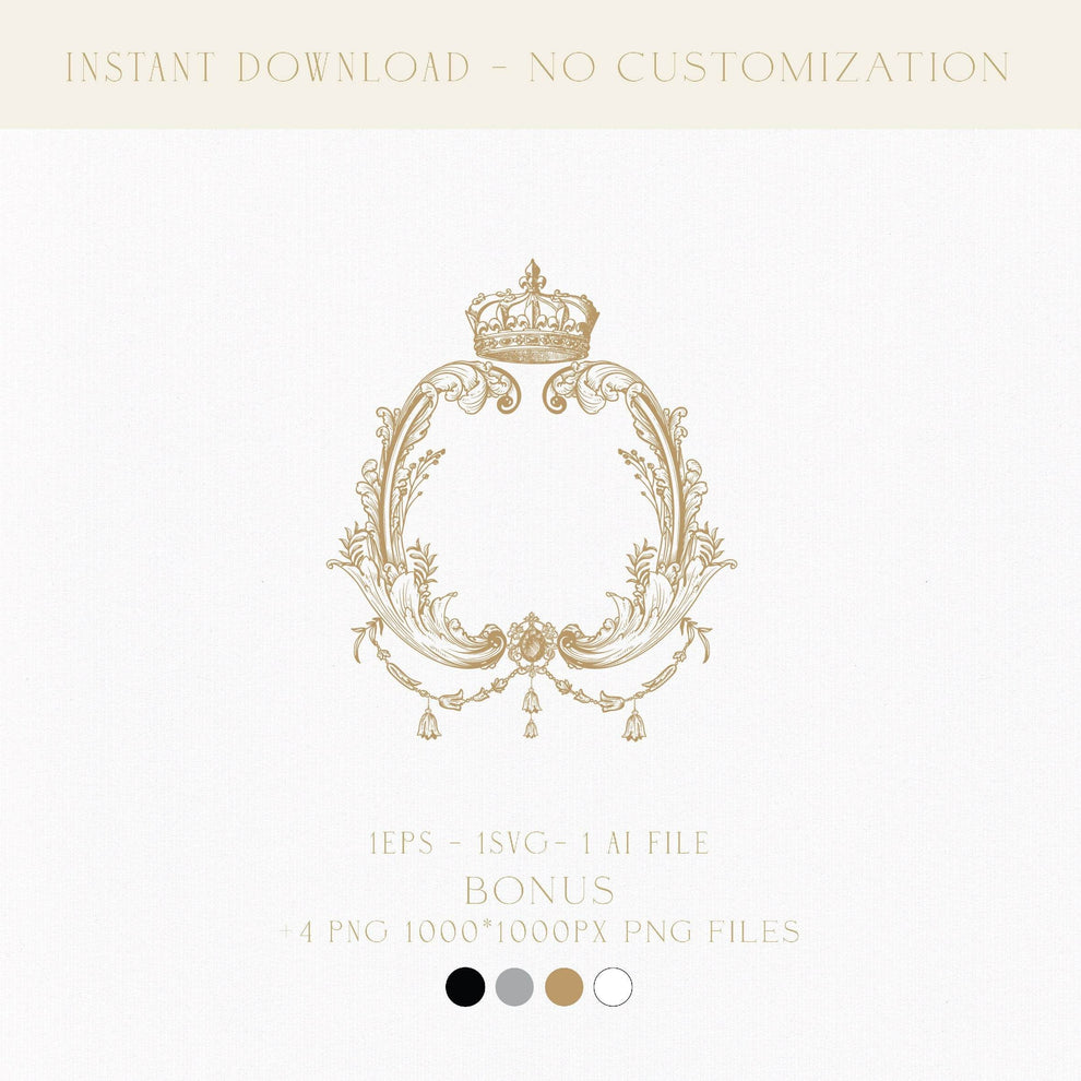 Regal Wedding Logo Monogram SVG | Luxury Crown & Jewel Crest ...