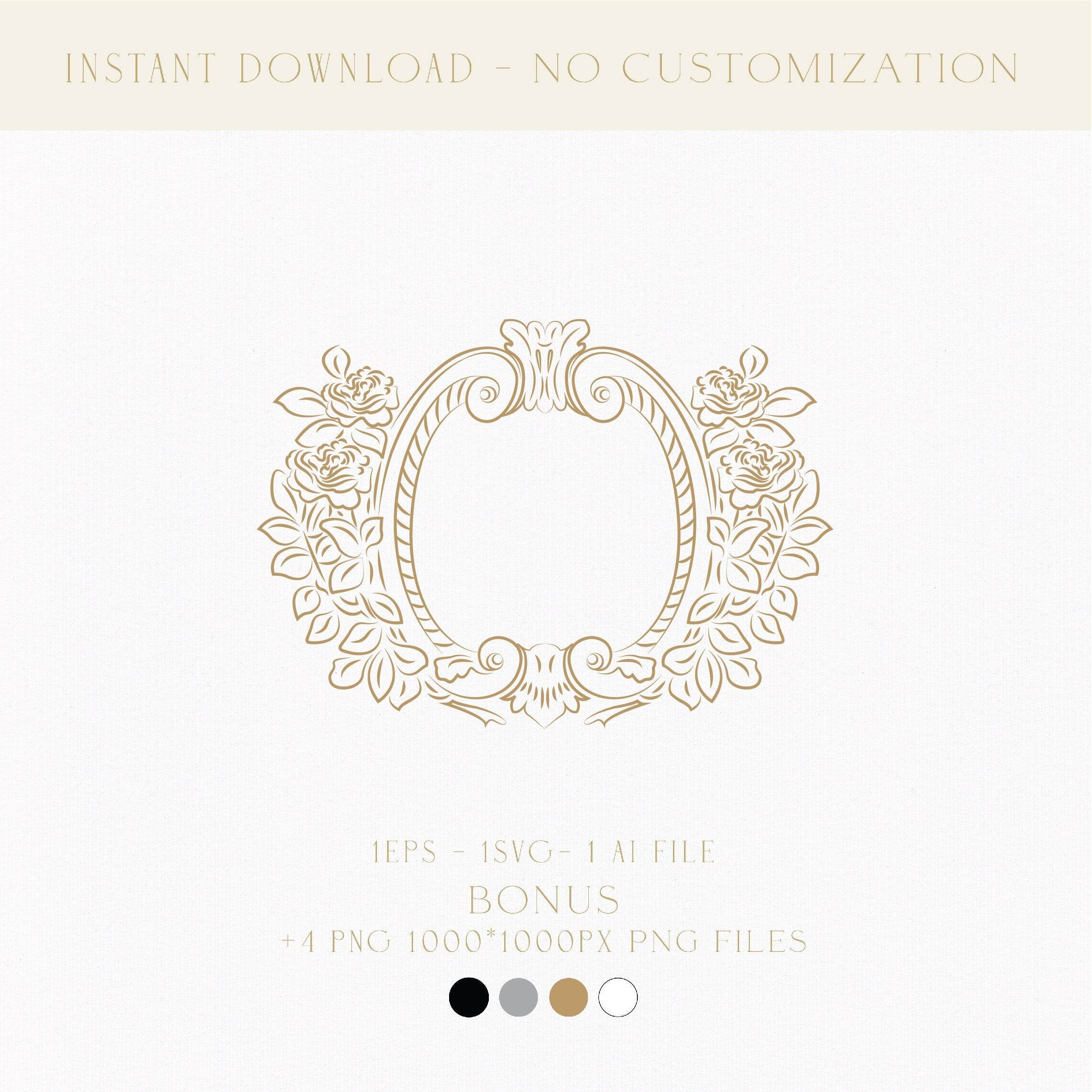 Line Art Wedding Crest SVG | Editable Wedding Monogram Logo Design ...