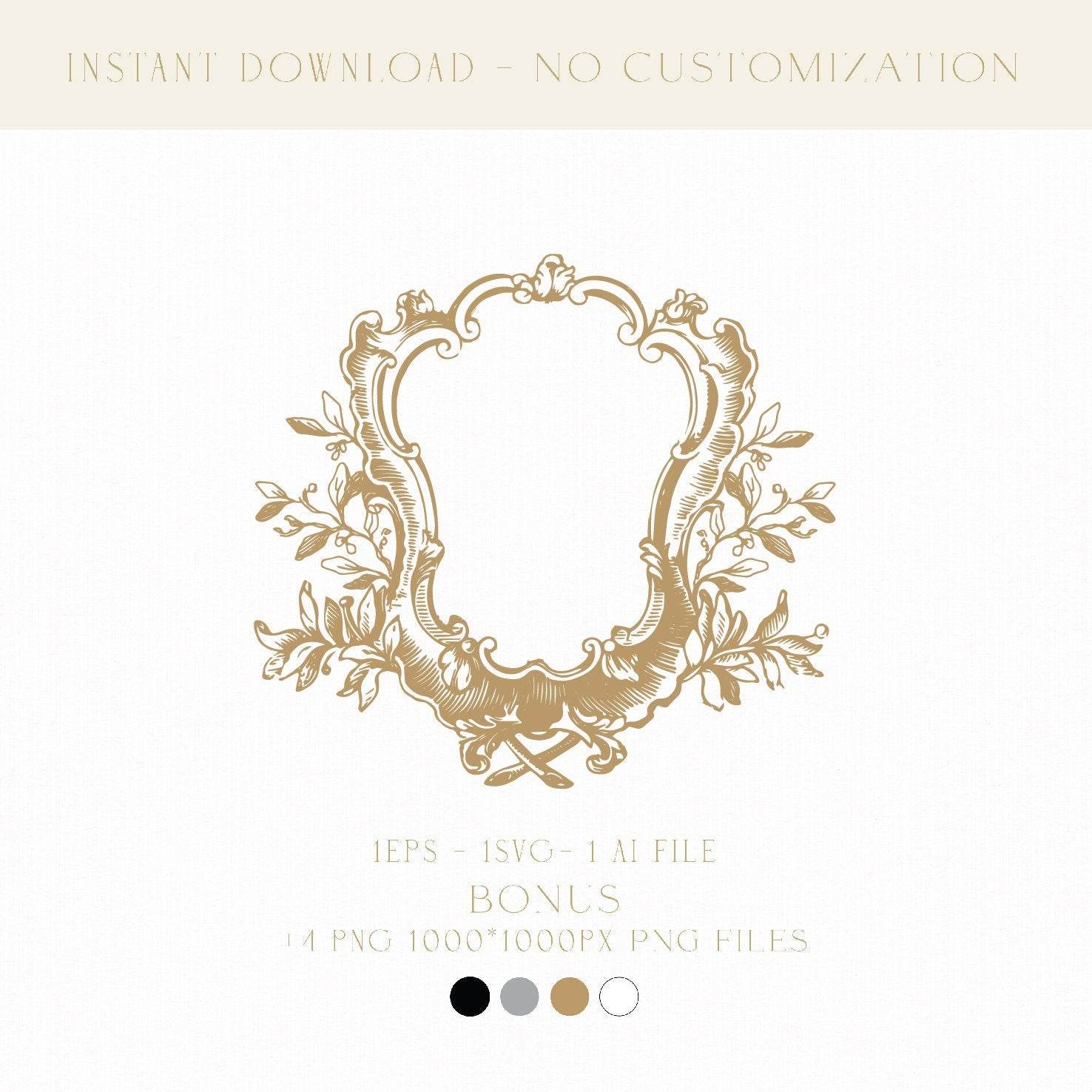 Vintage Wedding Crest Template SVG | Editable Classic Monogram Design ...