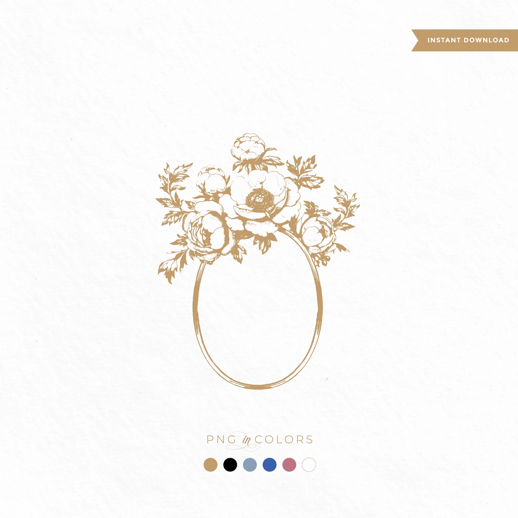 Vintage Peony Crest SVG for Weddings – LinvitInstant